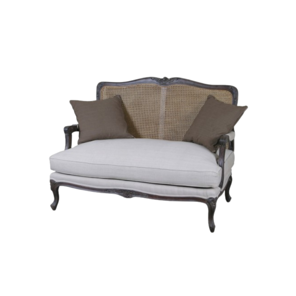 French 2 Seater Sofa with Rattan Back - Javell Furniture
