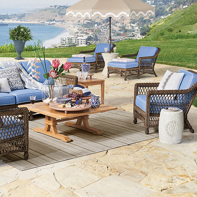 Hampton 3-pc. Sofa Set with Two Lounge Chairs in Ivory Wicker - Javell ...